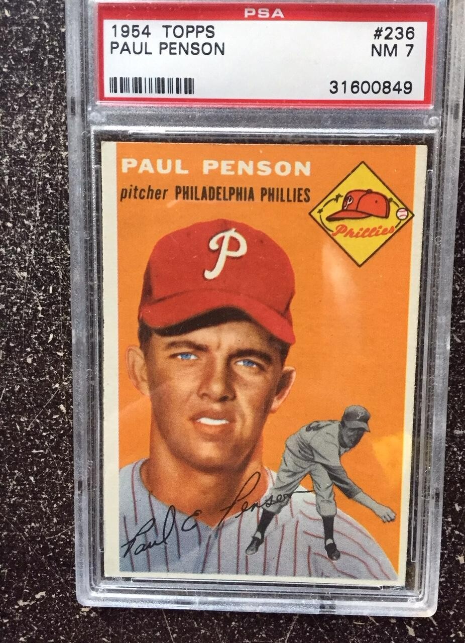 1954 Topps #236 Paul Penson PSA 7 NM Philadelphia Phillies | eBay