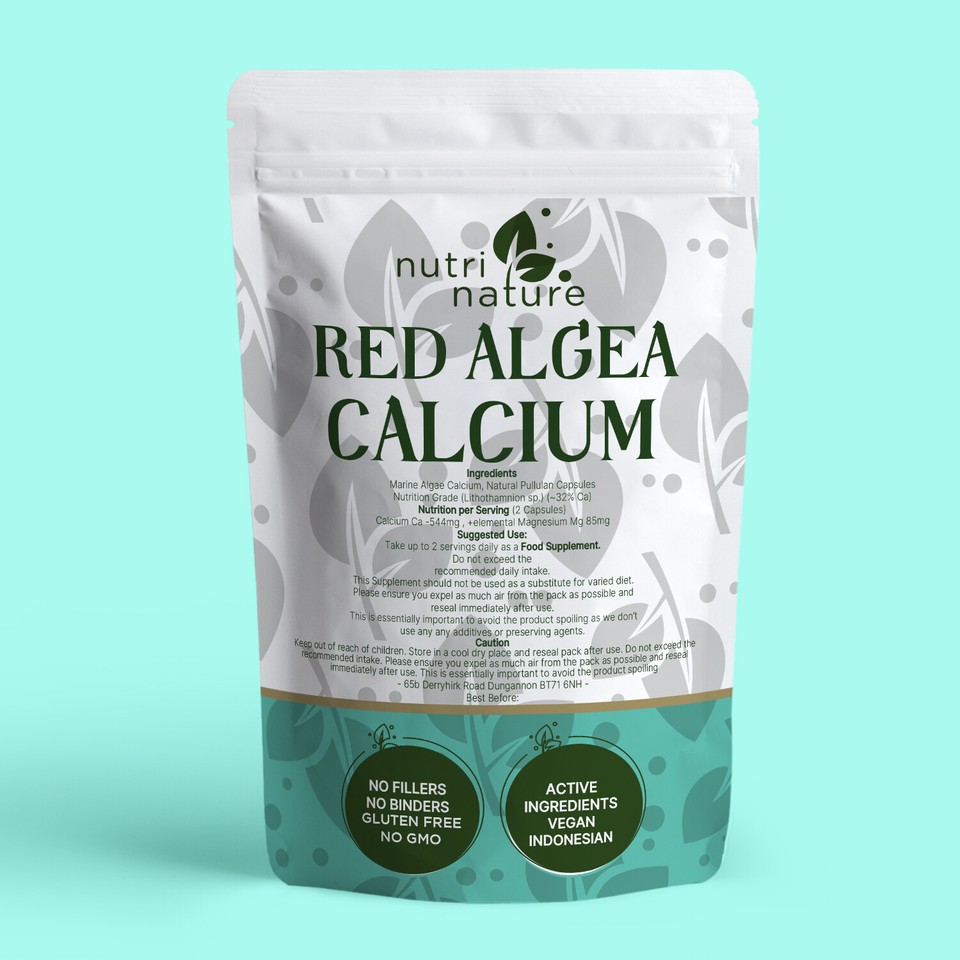 Red Algae Calcium + Magnesium Supplement 544mg Calcium, 85mg Magnesium ...