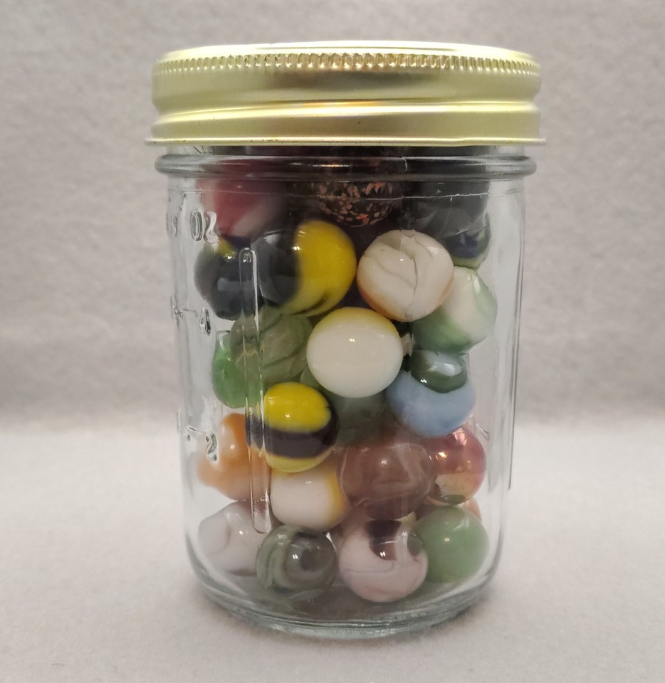 ~60 Vintage Marbles in a jelly jar see desc for makers NM-M | eBay