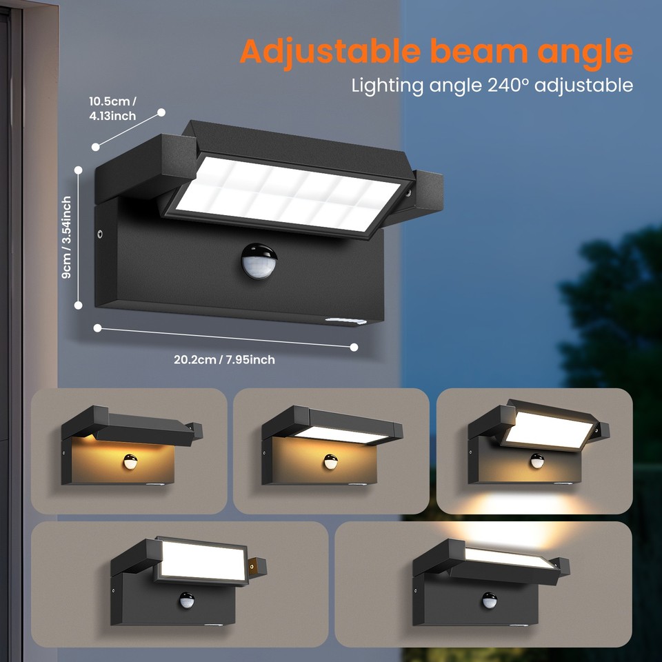 LED Up Down Wall Light PIR Motion Sensor Outdoor GU10 Stainless steel ...