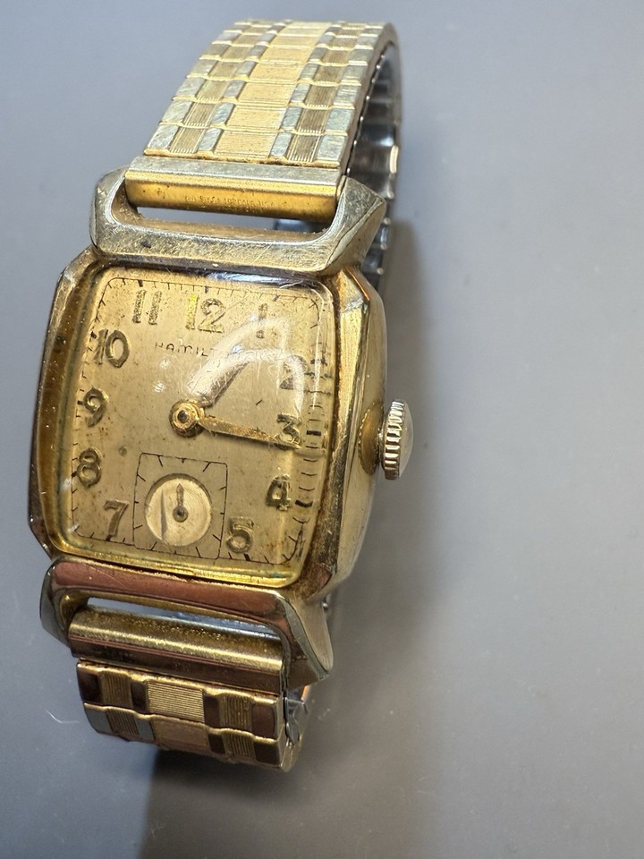 Vintage Hamilton 730 17J Art Deco Manual Wind Sub Seconds Gold Tone ...