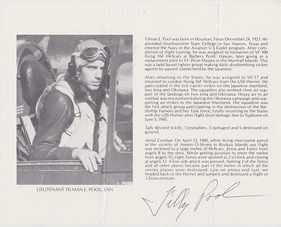 SIGNED WWII FIGHTER ACE TILLY POOL 8X10 BIOGRAPHY PHOTO | eBay