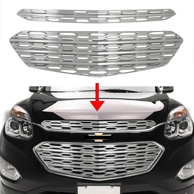 Chrome Grille Grill Overlay Trim 2PC Insert FOR 2016 2017 Chevy Equinox ...