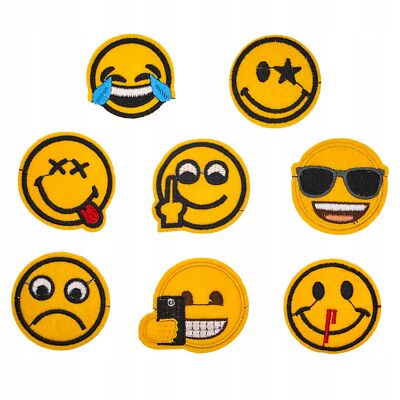 8er Set Emoji Smileys Applikationen Patches Bügelbild Aufnäher zum ...