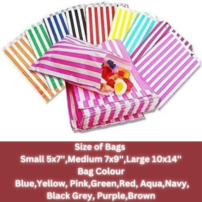 Candy Stripe Paper Bags - Favour Sweets Gift Shop Party - Small Medium ...
