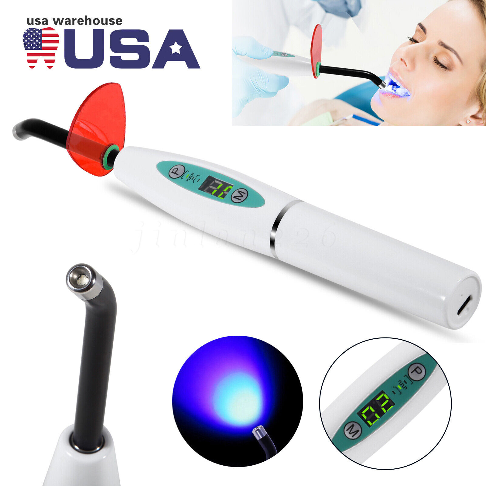 Dental LED Curing Light Lamp Wireless Cordless Resin Cure 5W 2000MW FDA ...