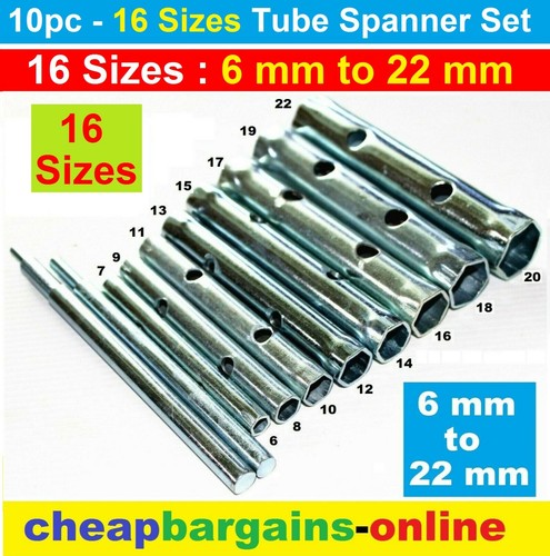 16 SIZES TUBULAR BOX TUBE SPANNER SOCKET WRENCH SET 6mm - 22mm PLUMBERS ...