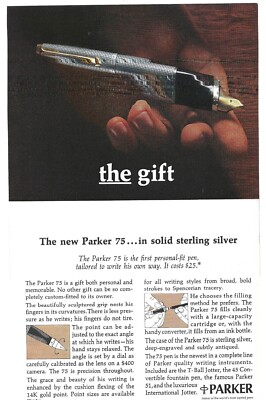 1965 Parker 75 Ink Pen Vintage Color Print Ad Worlds Most Wanted Pen ...