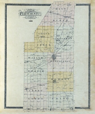 1896 Map of Piatt County Illinois | eBay