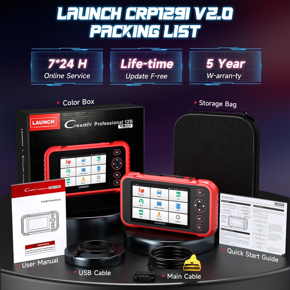 2025 Launch CRP129i V2.0 Car Scanner Engine SRS ABS SAS Car Diagnostic ...