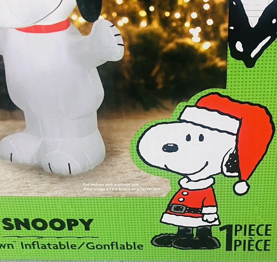 Peanuts Christmas Inflatable 5ft Snoopy + Woodstock Antlers + Hot Cocoa ...