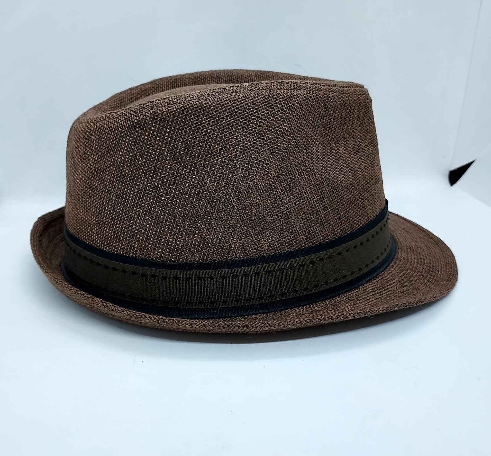 Mens Size Medium Henschel Cuban Fedora Hat Brown Woven Band Casual ...
