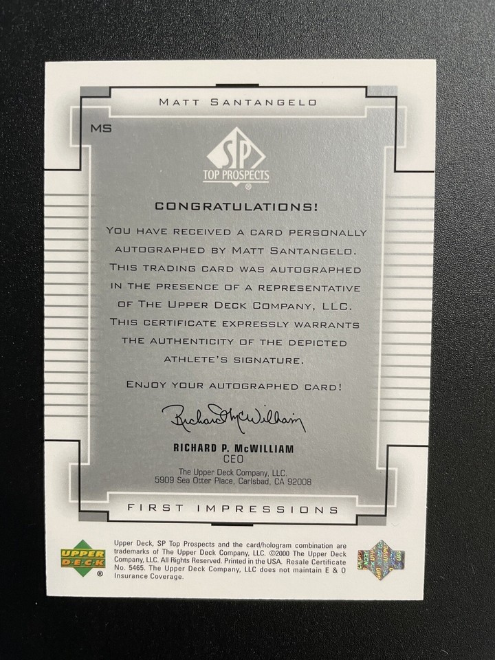 2000-01 Upper Deck SP Top Prospects First Impressions Matt Santangelo # ...