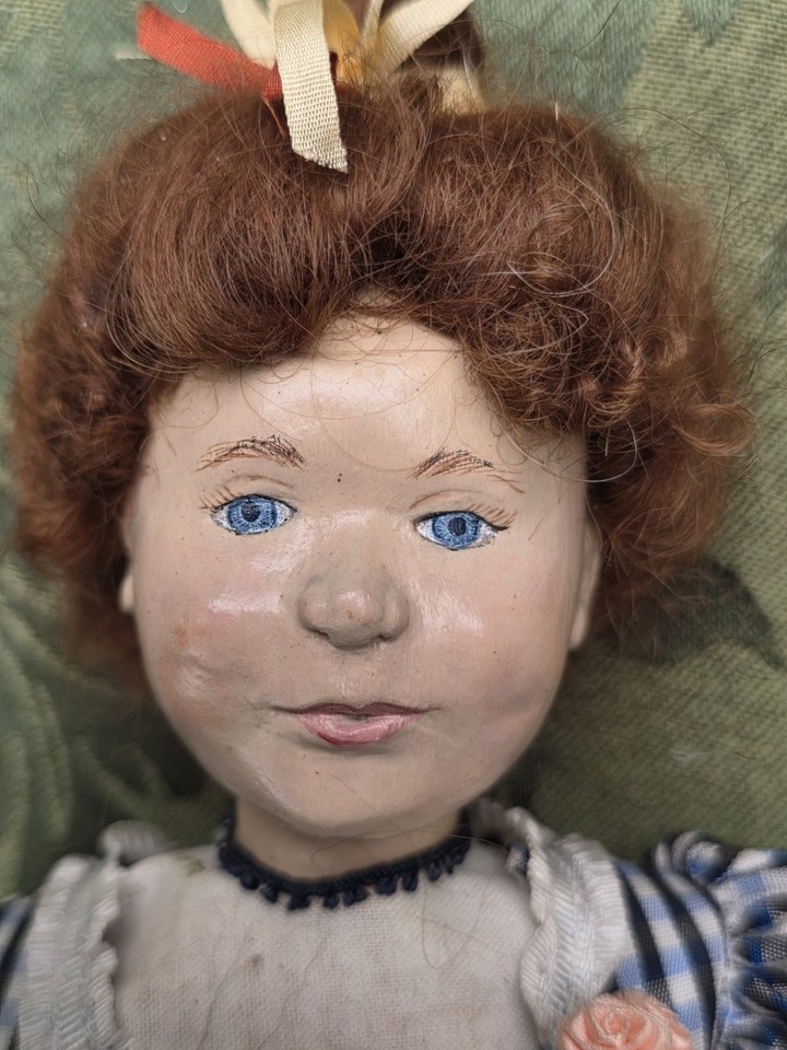 Artist Judy Brown 15" LITTLE Lady Caved Wood Doll Signed on Body ...