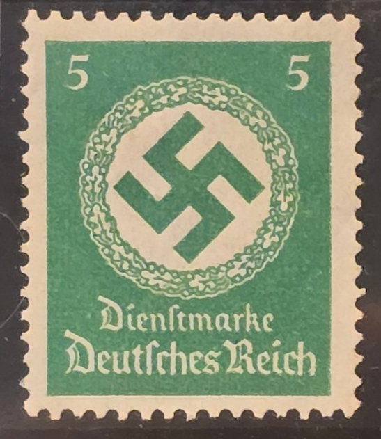 Third Reich WWII Nazi German Swastika NSDAP Stamp w Hard Slab Case 5Pfg ...
