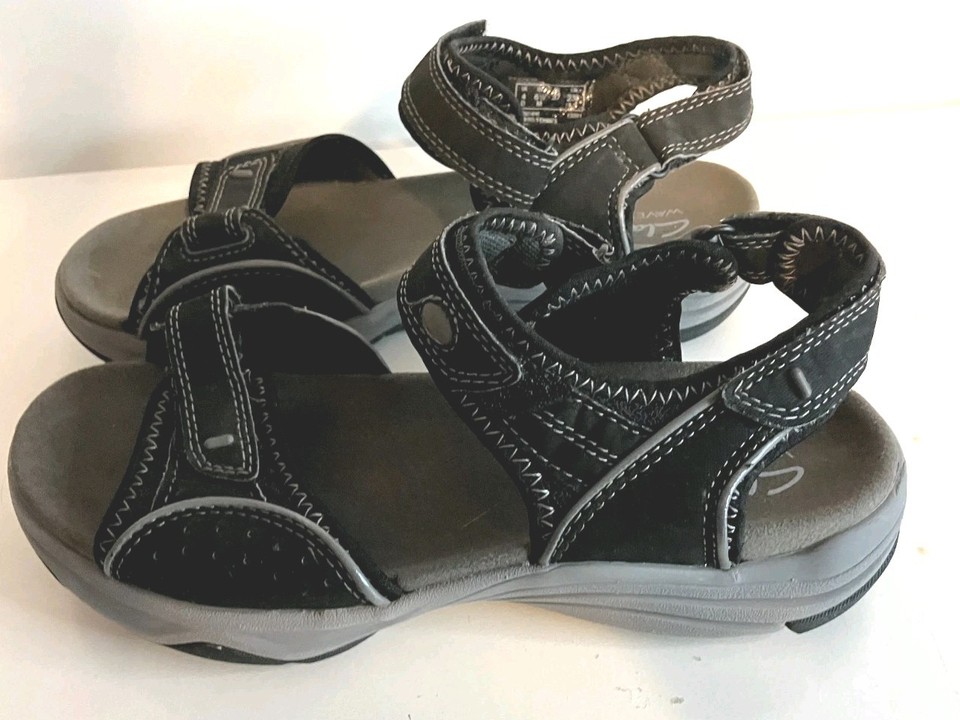 Clarks Wave Walk Women's Black Adjustable Sandals Size 6.5 | eBay