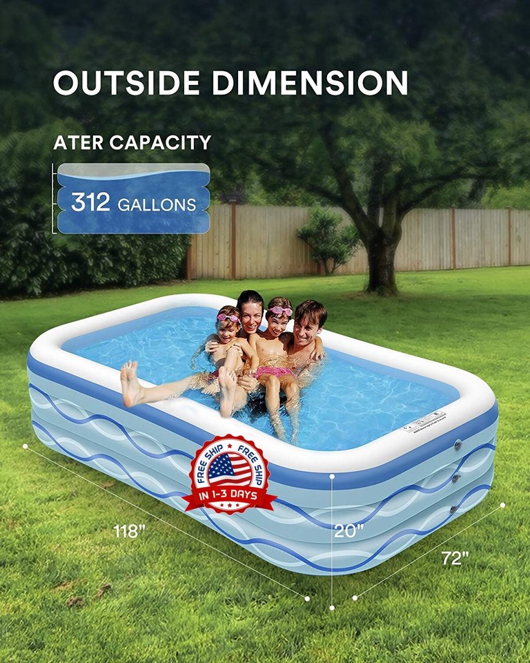 Piscina Gigante Inflable Baño Plegable Portátil Para Niños os Familia ...