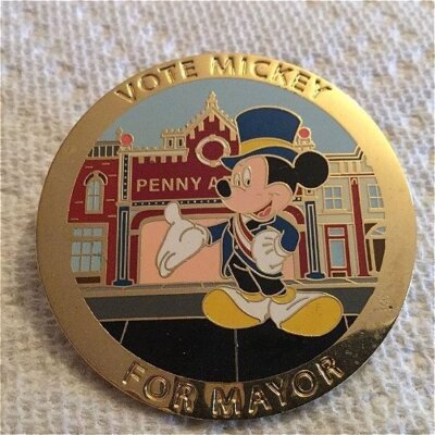 OLD RARE LE Disney AUCTION PINS Vote Mickey Mouse for Mayor Main Street ...