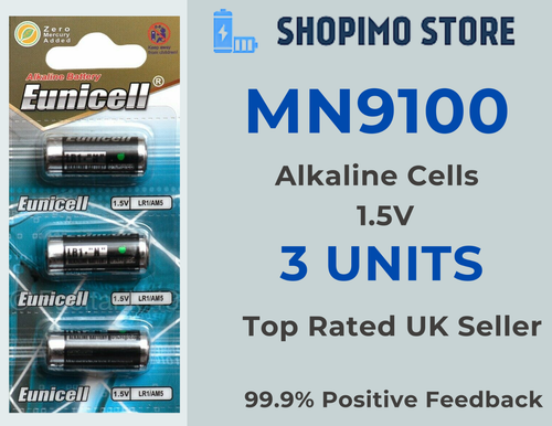 3 x MN9100 Alkaline 1.5V Clock Alarm Fob Calculator Batteries LR1 Cells ...
