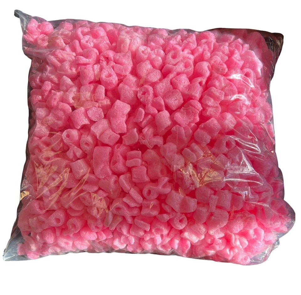 Packing Peanuts Pink Ribbon Shape Minipack .6 Cu Ft Biodegradable ...