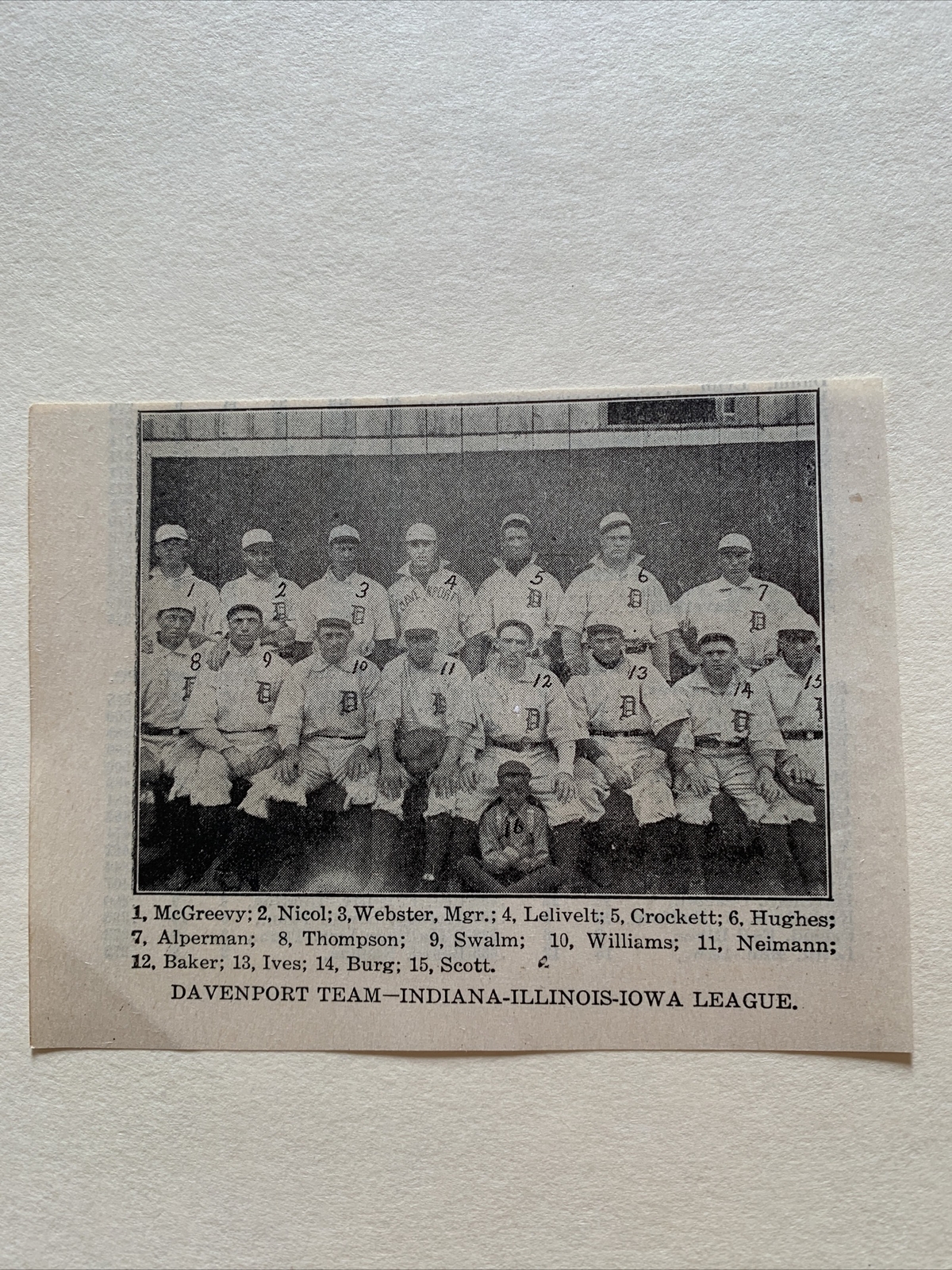 Davenport Riversides Iowa Whitey Alperman G. Nicol 1905 Baseball Team ...
