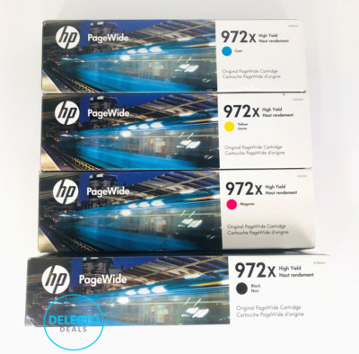GENUINE 4-Pack HP 972X High Yield B/M/Y/C PageWide Cartridges SEALED ...
