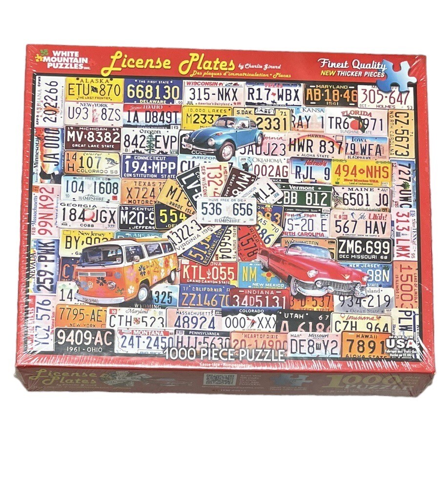 White Mountain Puzzles License Plates - 1000 Piece Jigsaw Puzzle for ...