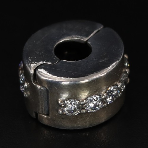 Sterling Silver - PANDORA ALE White CZ Pave Clip Bracelet Charm Bead ...