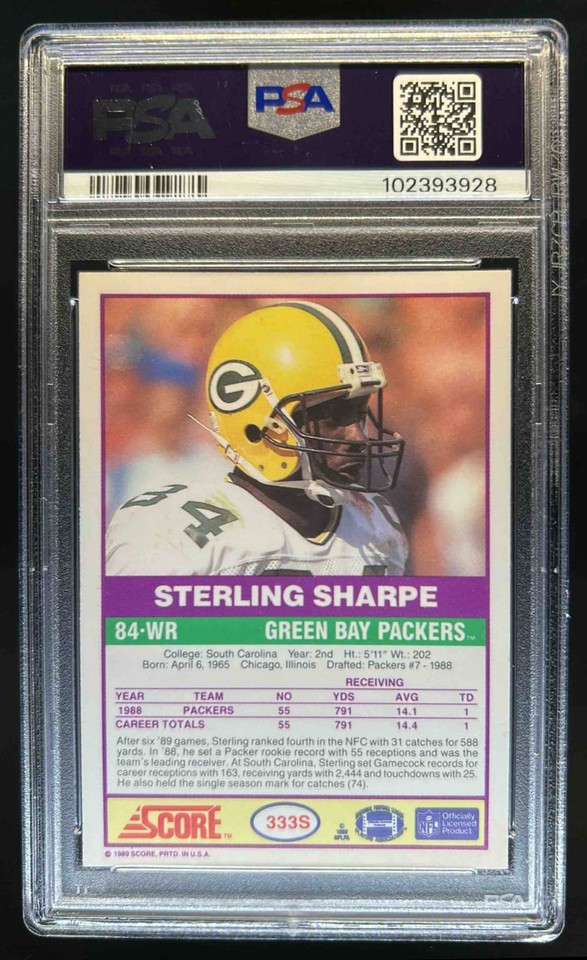 1989 Score Supplemental Sterling Sharpe Rookie RC #333S Packers PSA 5 ...