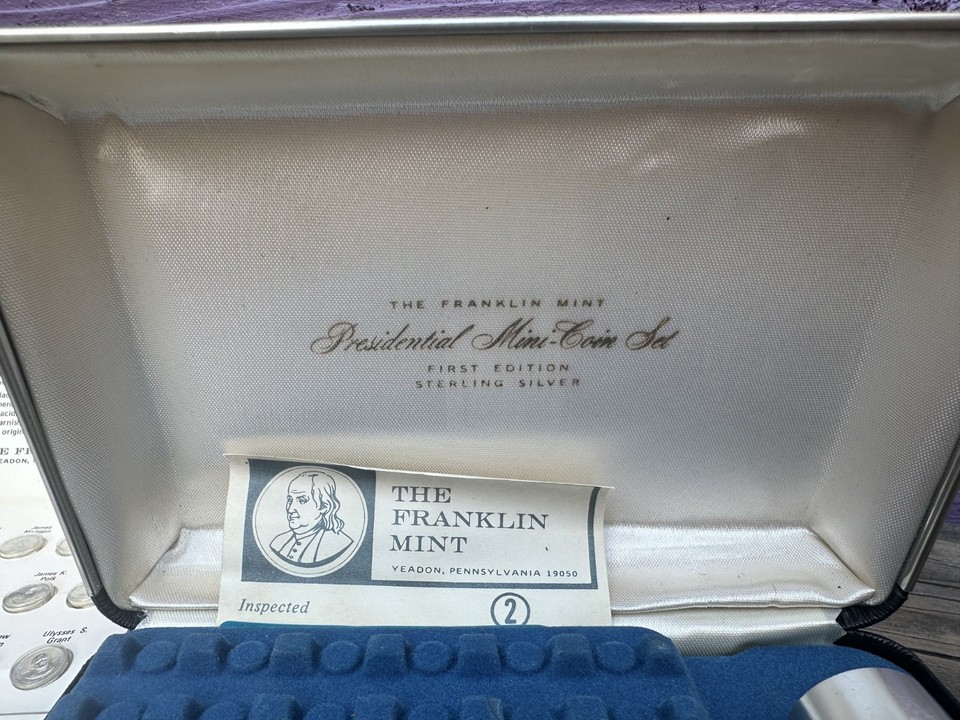 USA US PRESIDENTIAL MINI COIN SET STERLING SILVER LUXURY CASE WITH ...