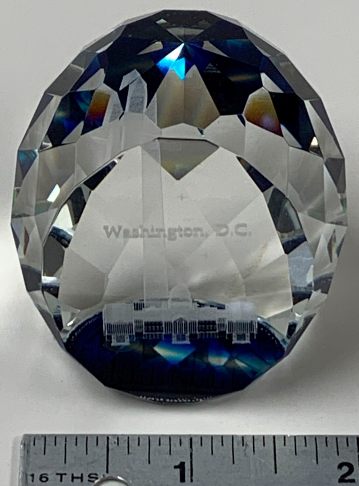 o'o'o . Washington DC PAPERWEIGHT . 2.5 inch . Prism Cut & Etched Art ...