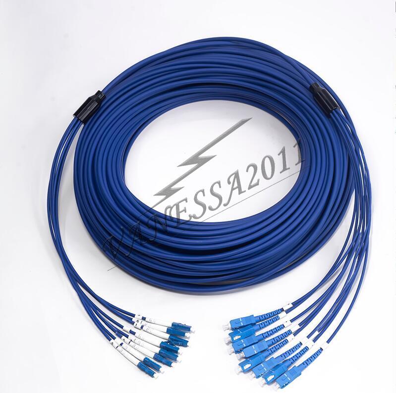 10M Indoor Armored LC UPC-SC 8 Strand Single-Mode 9/125 Fiber Optical ...