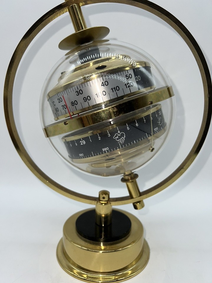 Atomic Sputnik brass lucite weather barometer Huger W.Germany 1960 HTF ...