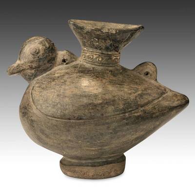 PRE-COLUMBIAN BIRD-FORM VESSEL BLACKWARE CHIMU PERU S. AMERICA 1000 ...