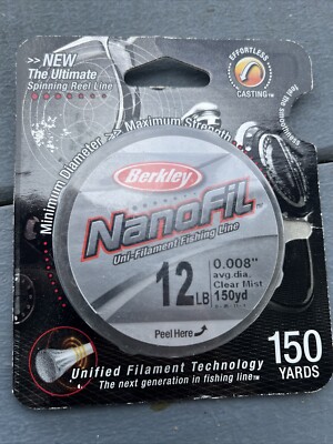 *RARE* 12 Lb Berkley Nanofil Uni-Filament Spinning Line 150 Yards Clear ...