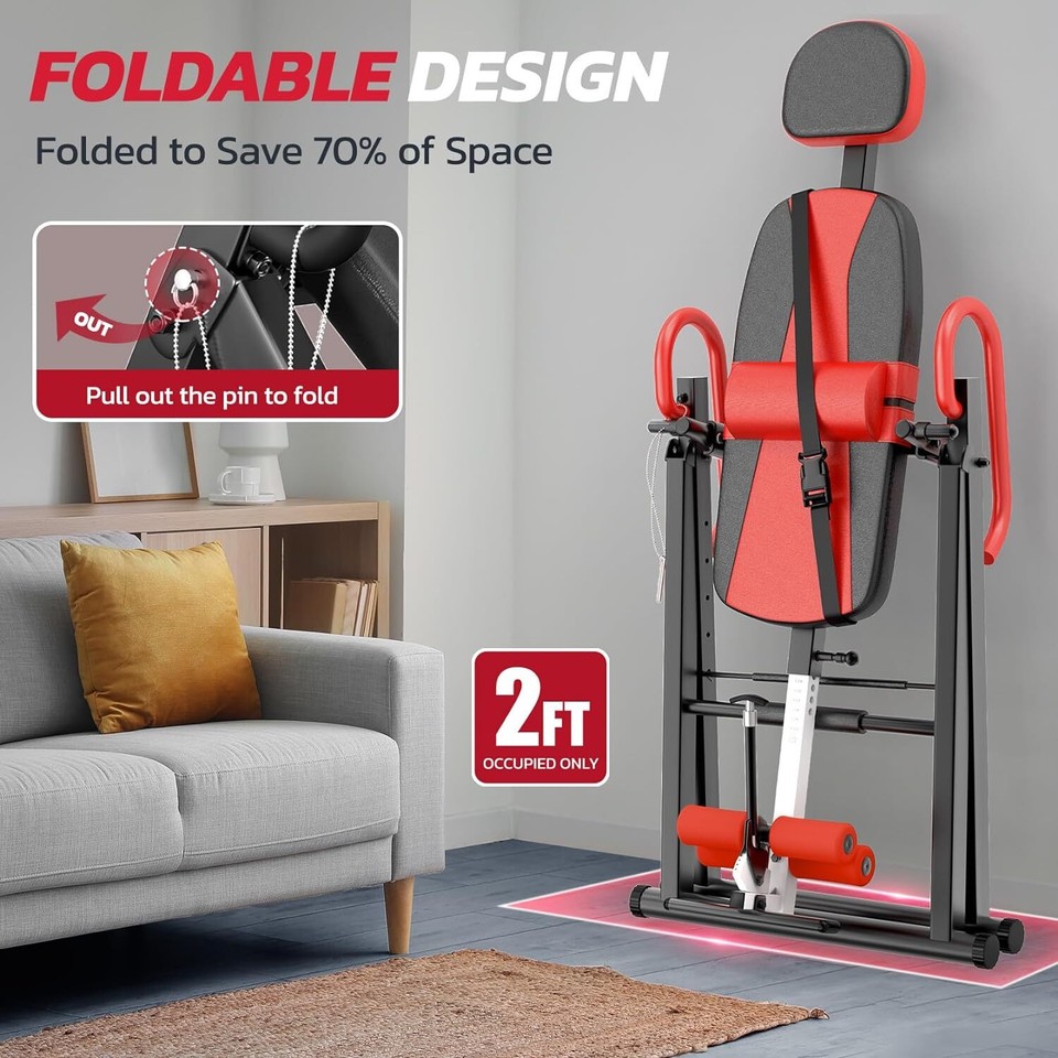 Adjustable Gravity Inversion Table Back Neck Pain Exercise Therapy ...