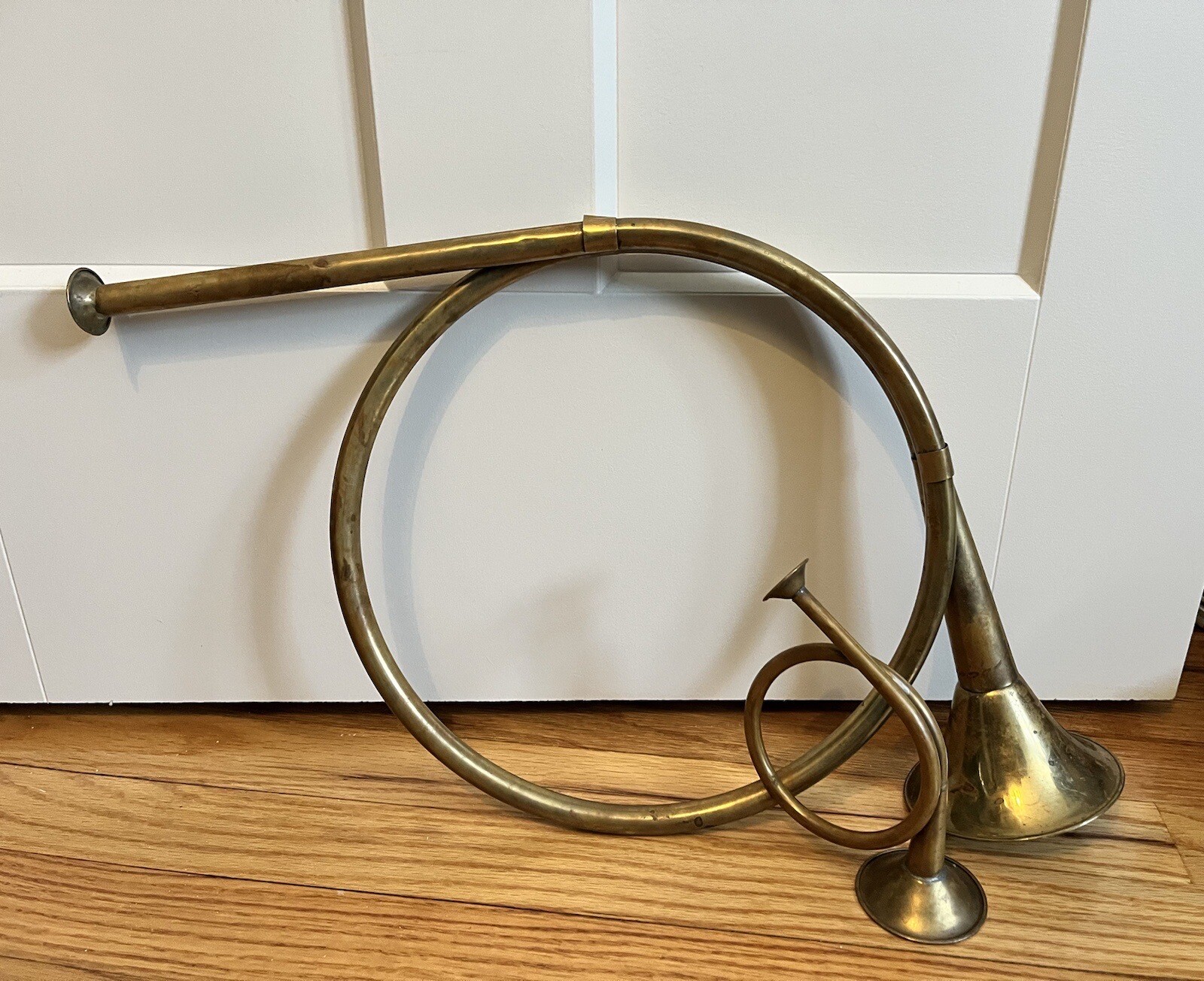 Vintage Large Small Brass Decorative French Horn Bugle Christmas Decor ...