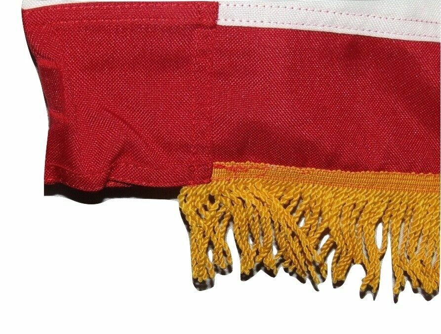 3x5 Embroidered USA American Gold Fringe Sleeve Synthetic Cotton Flag 3 ...