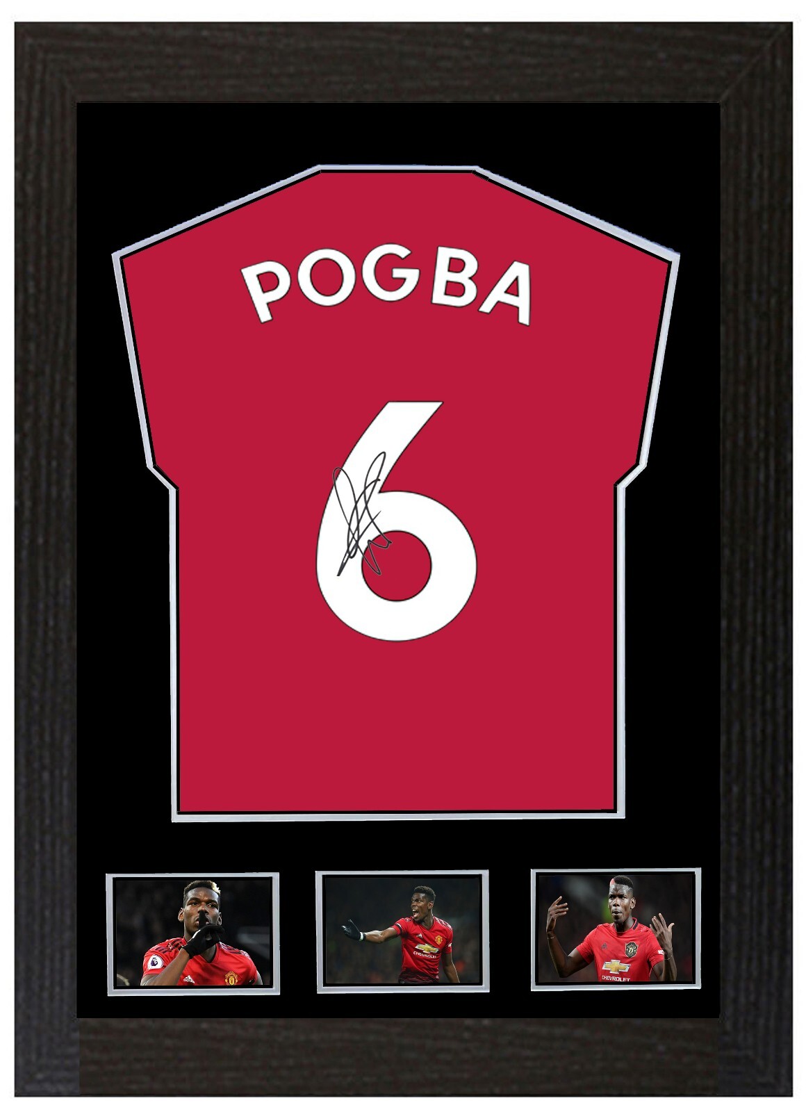 Paul Pogba Football Shirt A3 SIGNED FRAMED COLLECTORS DISPLAY PICTURE ...