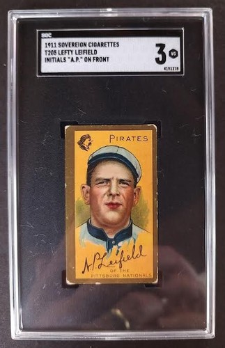 T205 Lefty Leifield, Initials A.P. on Front, Sovereign Reverse - SGC 3. ...
