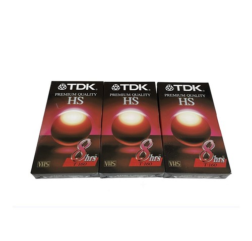 TDK Premium Quality HS T-160 8 Hour Blank VHS Video Cassette (3) Tapes ...