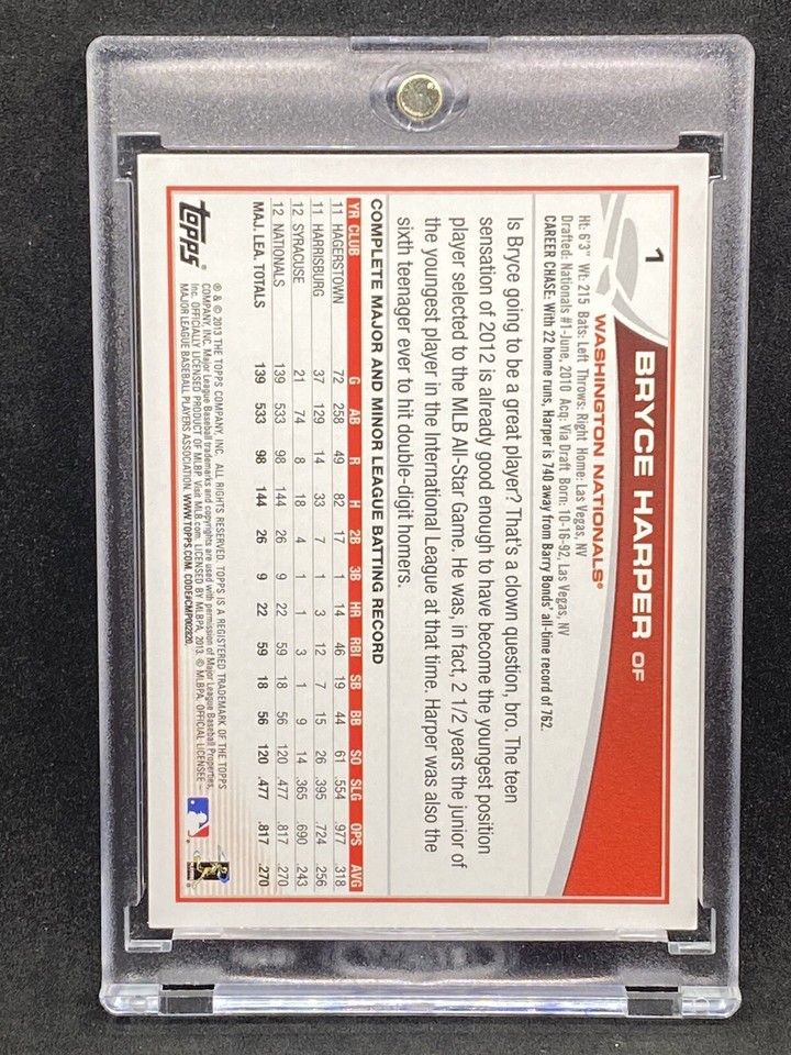 Bryce Harper RARE ROOKIE RC INVESTMENT CARD SSP TOPPS PHILLIES MVP HOF ...