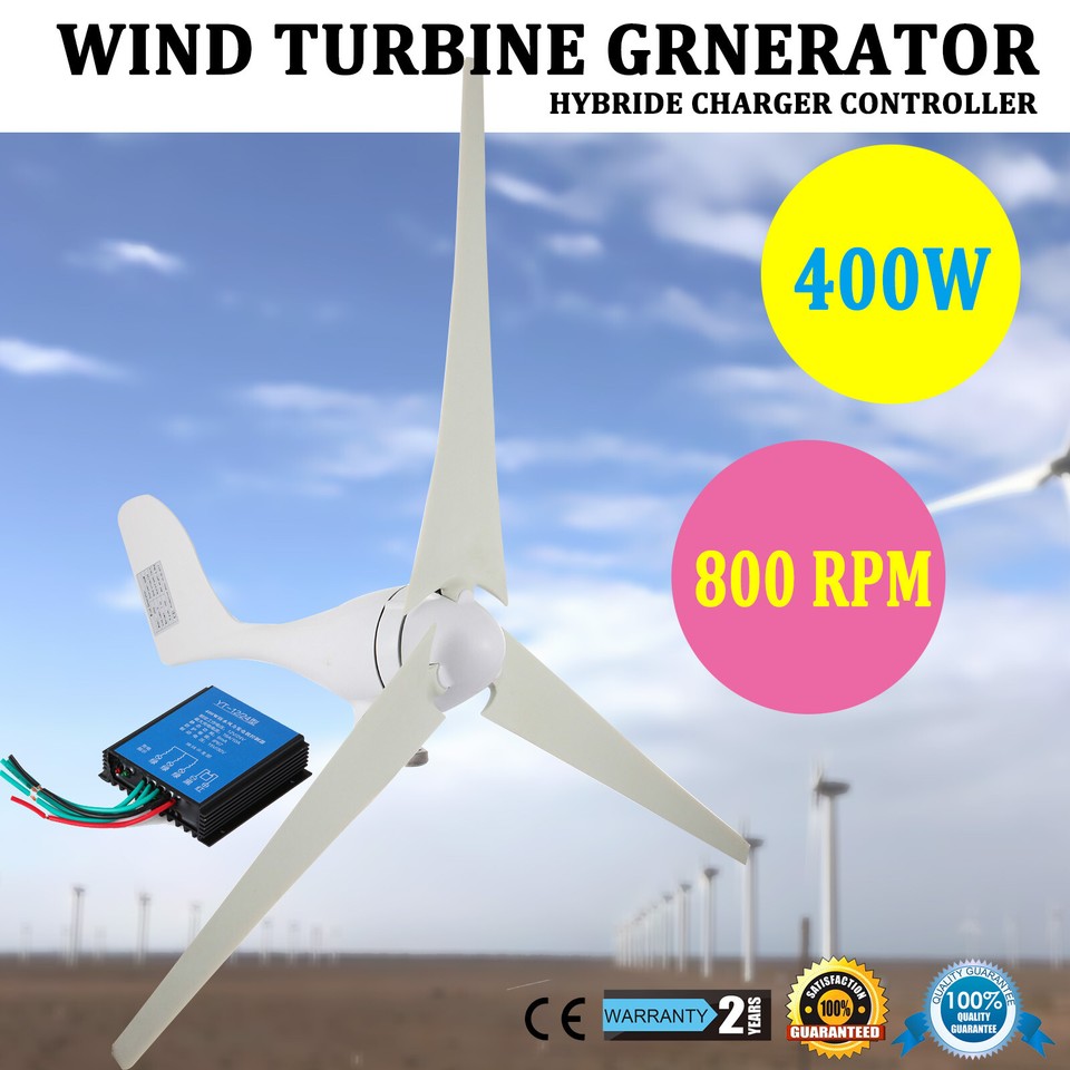 400W/1200W Wind Turbine Generator with DC 12V/24V Charger Controller ...