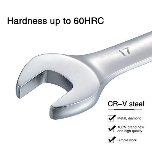 17mm Ratcheting Wrench Set Flexible Pivoting Head Ratchet Combination ...