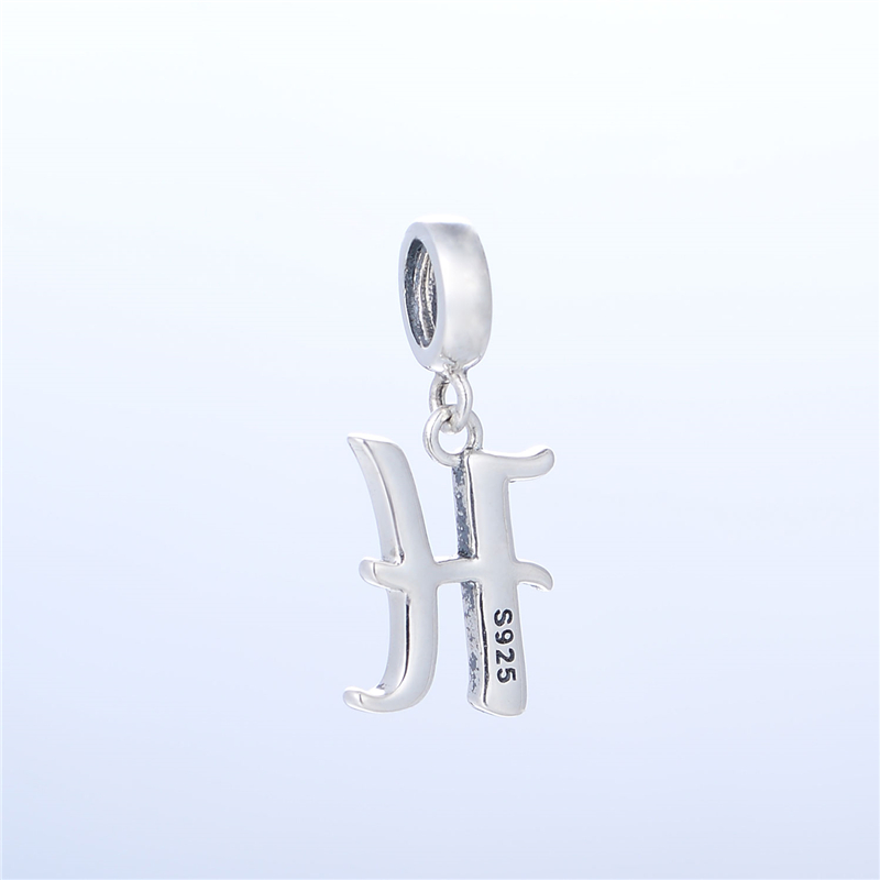 Letter 'H' Initial Pendant Charm - 925 Sterling Silver - Alphabet Charm ...
