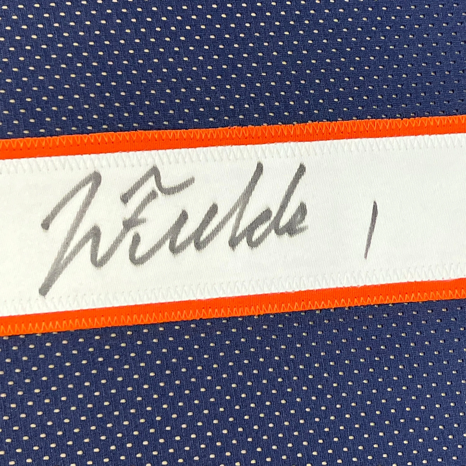 FRAMED Autographed/Signed JUSTIN FIELDS 33x42 Chicago Blue Jersey JSA ...