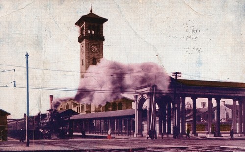 Vintage Postcard 1908 Smoke Velching Train Church Building Railway ...
