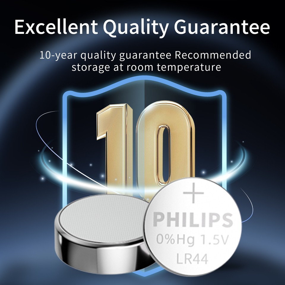 40x Philips LR44 Button Cell 1.5V Alkaline Battery AG13 A76 357 Watch ...