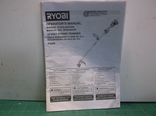 Ryobi P2009 18V String Trimmer Manual ( Manual Only ) | eBay