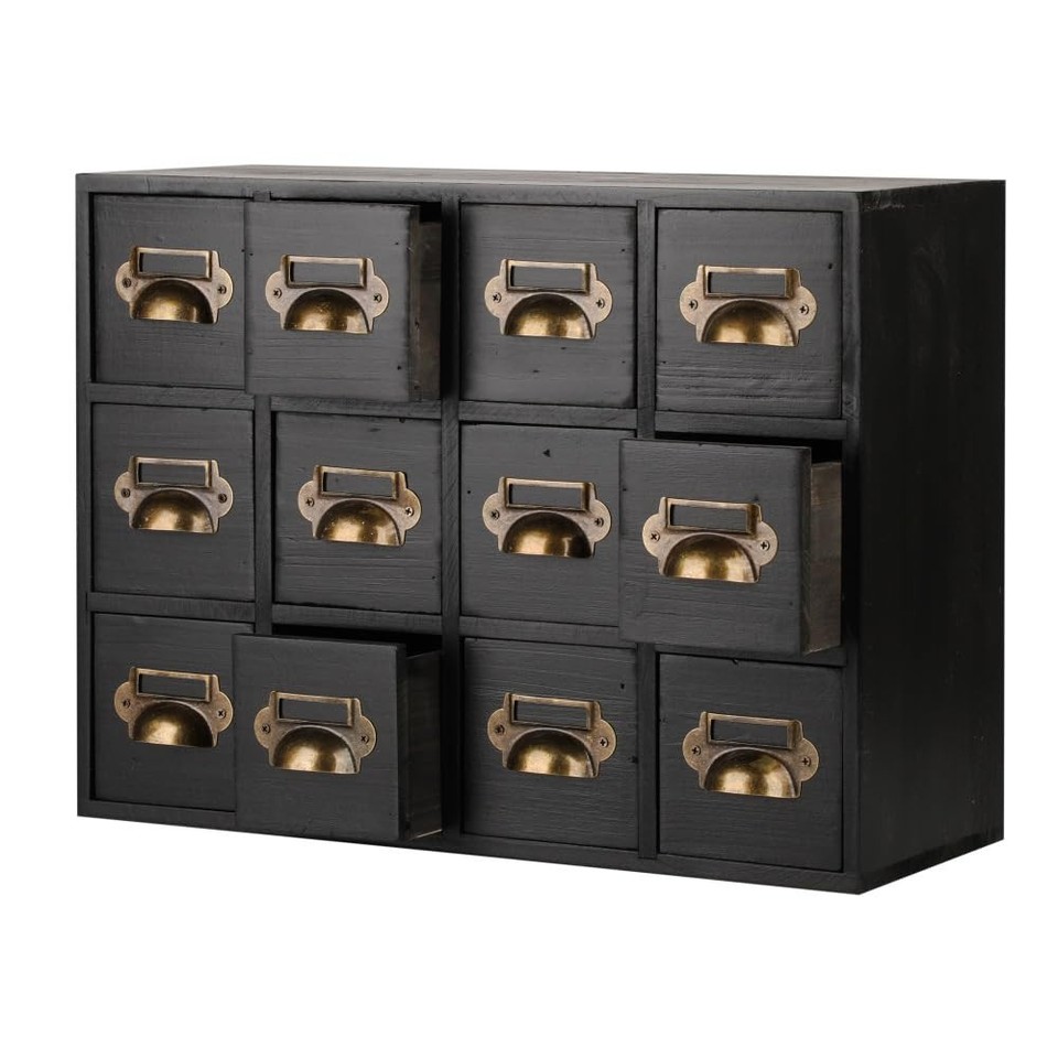 Apothecary Drawers Card Catalog Cabinet with 12 Drawers Wooden Card ...